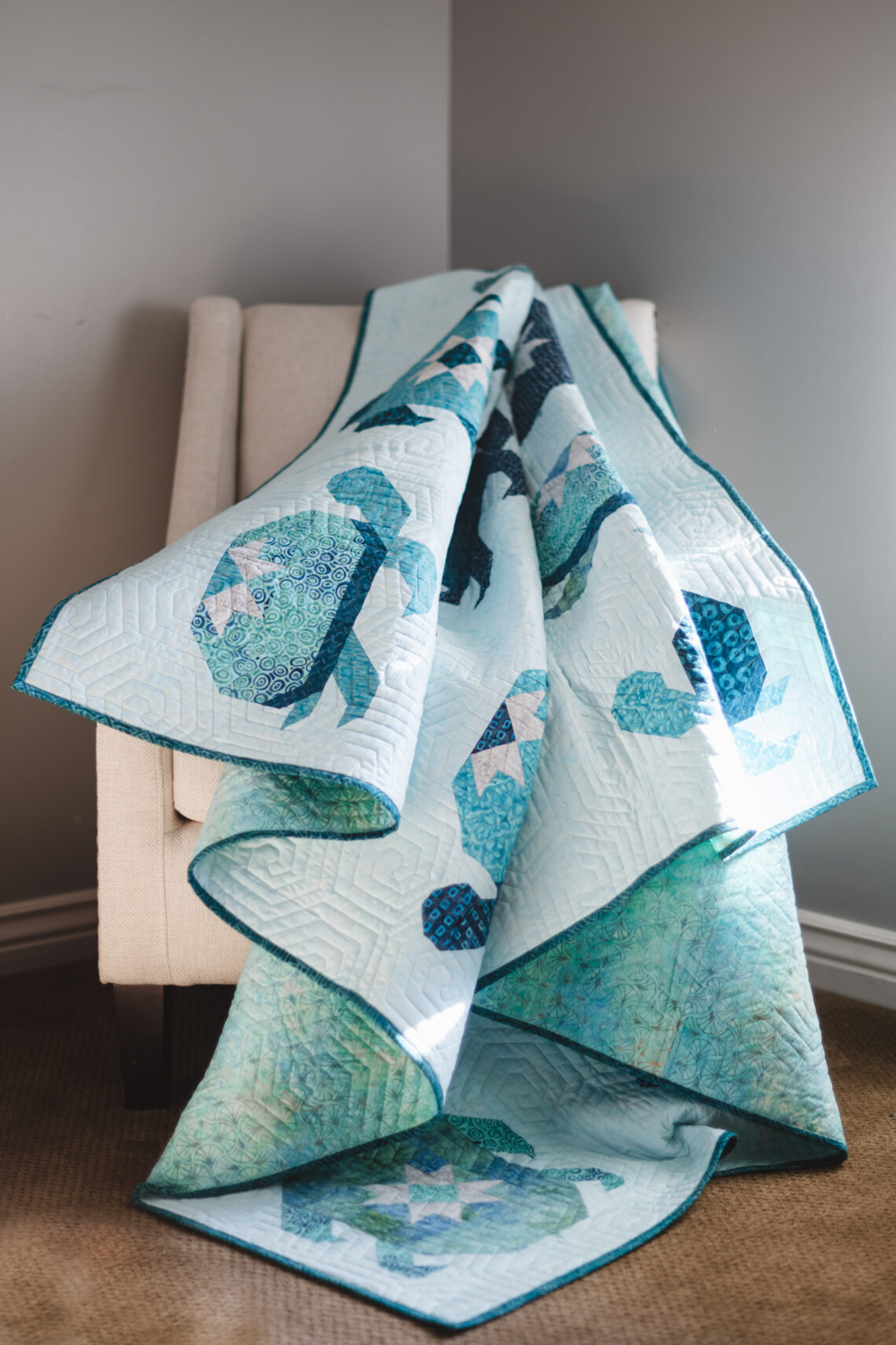 Turtle Migration Quilt in Bayou Blues