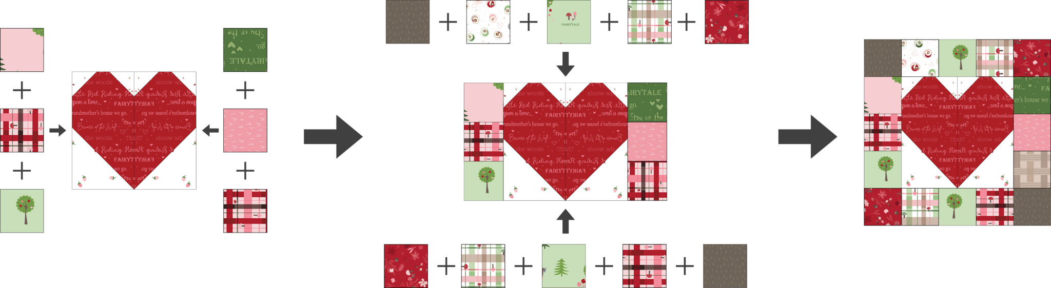Free Cozy Love Quilt Block Pattern featuring To Grandmother's House