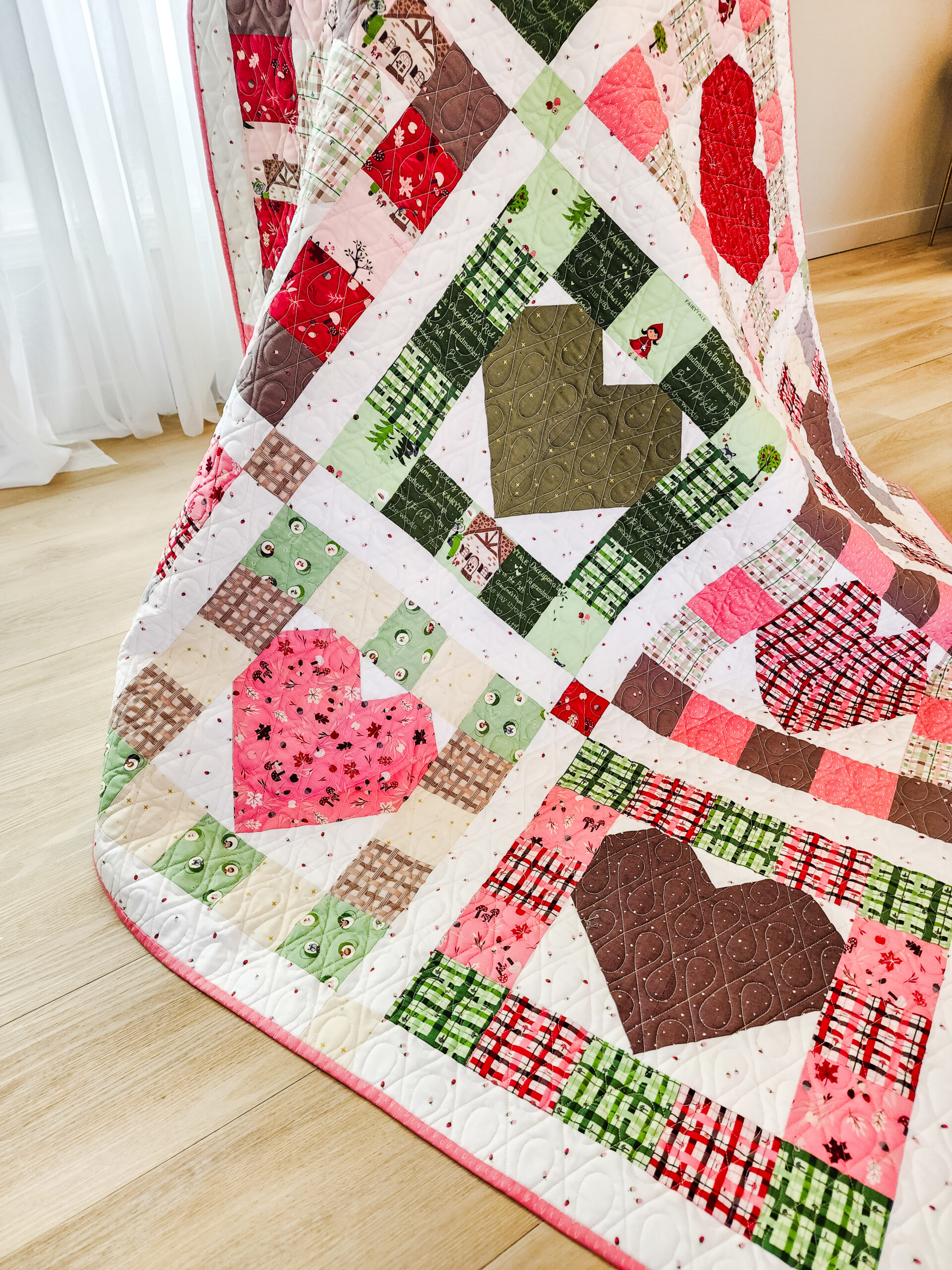 Free Cozy Love Quilt Block Pattern featuring To Grandmother's House