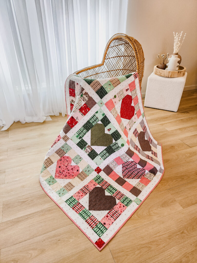 Free Cozy Love Quilt Block Pattern featuring To Grandmother's House