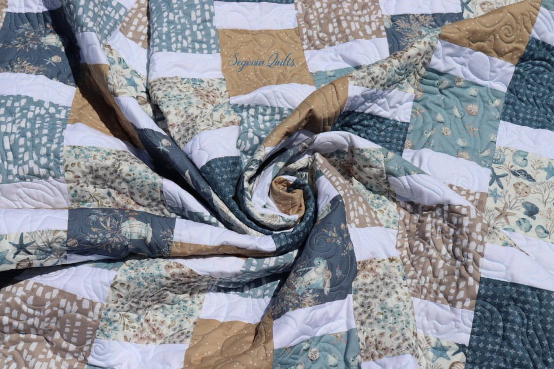 Blue Escape Coastal Beach Quilt