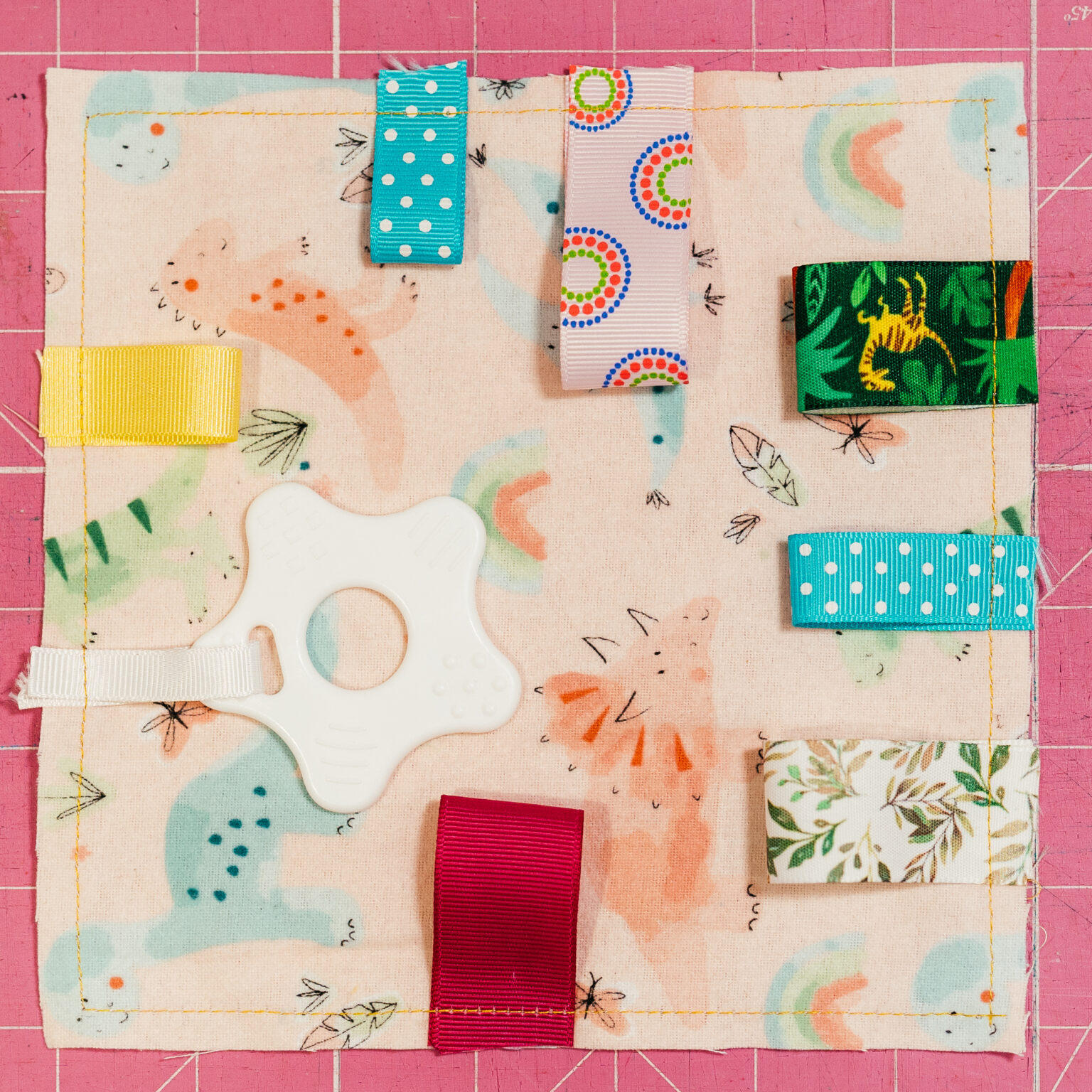 Baby tag toy with RBD Designer Flannel