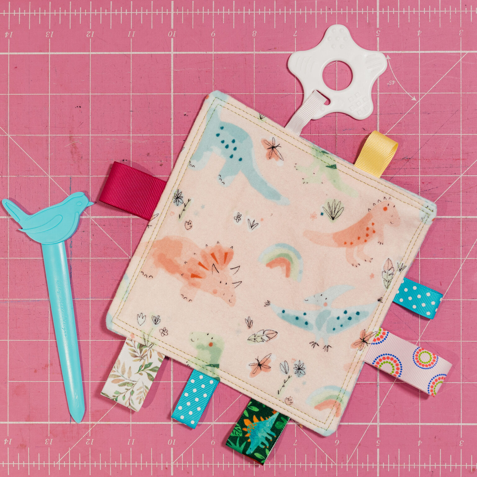 Baby tag toy with RBD Designer Flannel