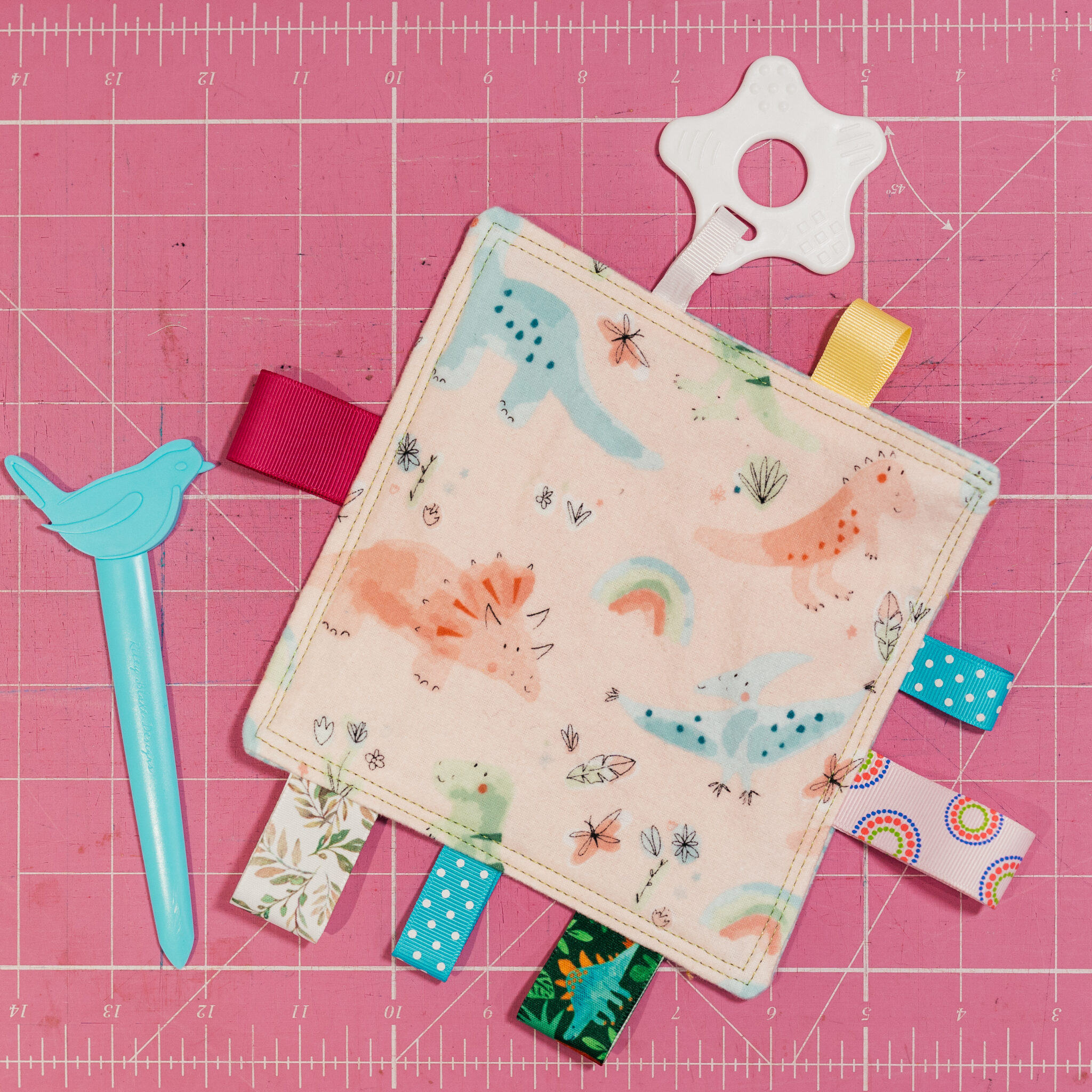 Baby tag toy with RBD Designer Flannel