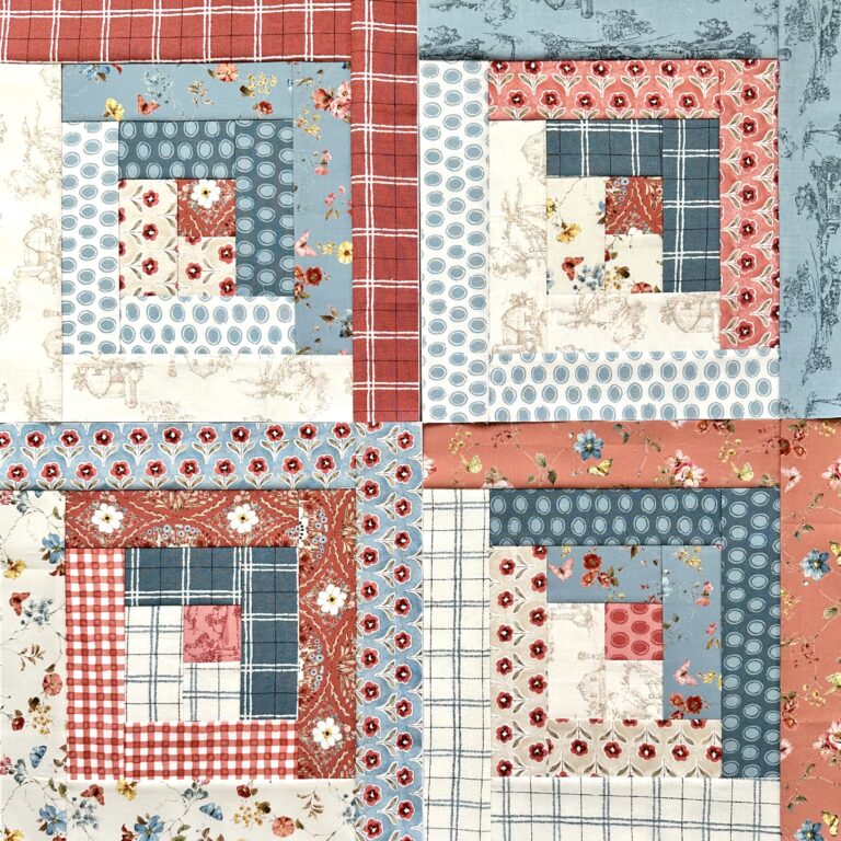 Vintage Log Cabin Quilt with Countryside