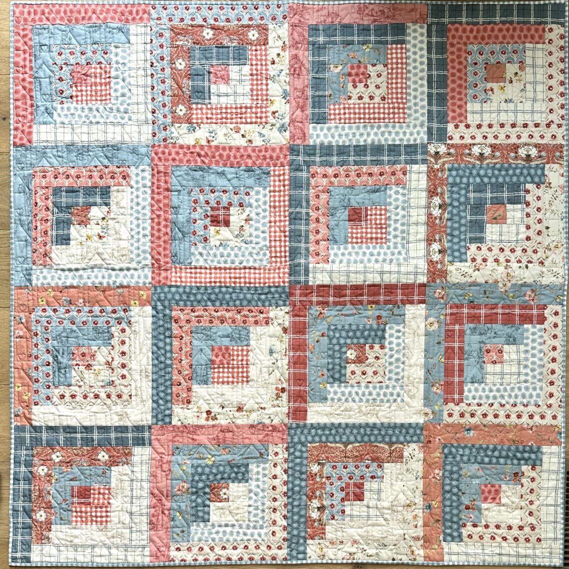 Vintage Log Cabin Quilt with Countryside