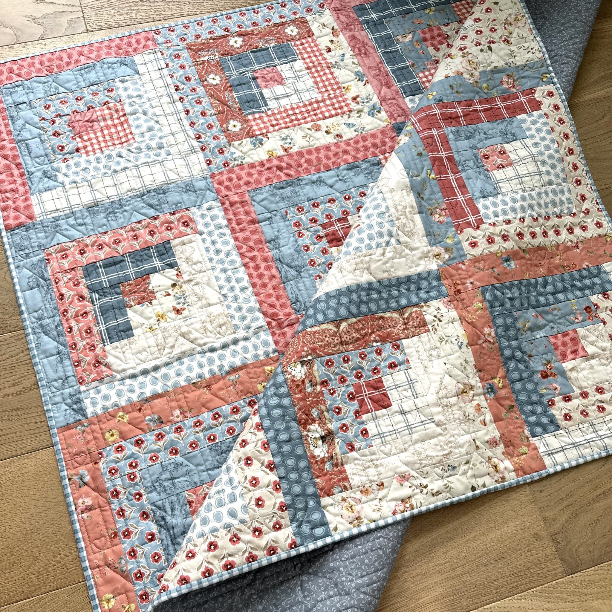 Vintage Log Cabin Quilt with Countryside