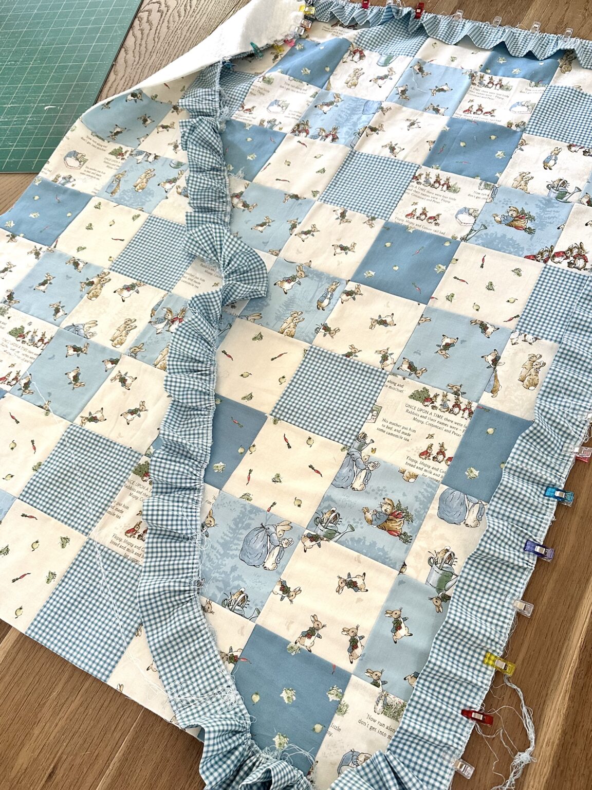 The Tales of Peter Rabbit- Patchwork Ruffle Baby Quilt