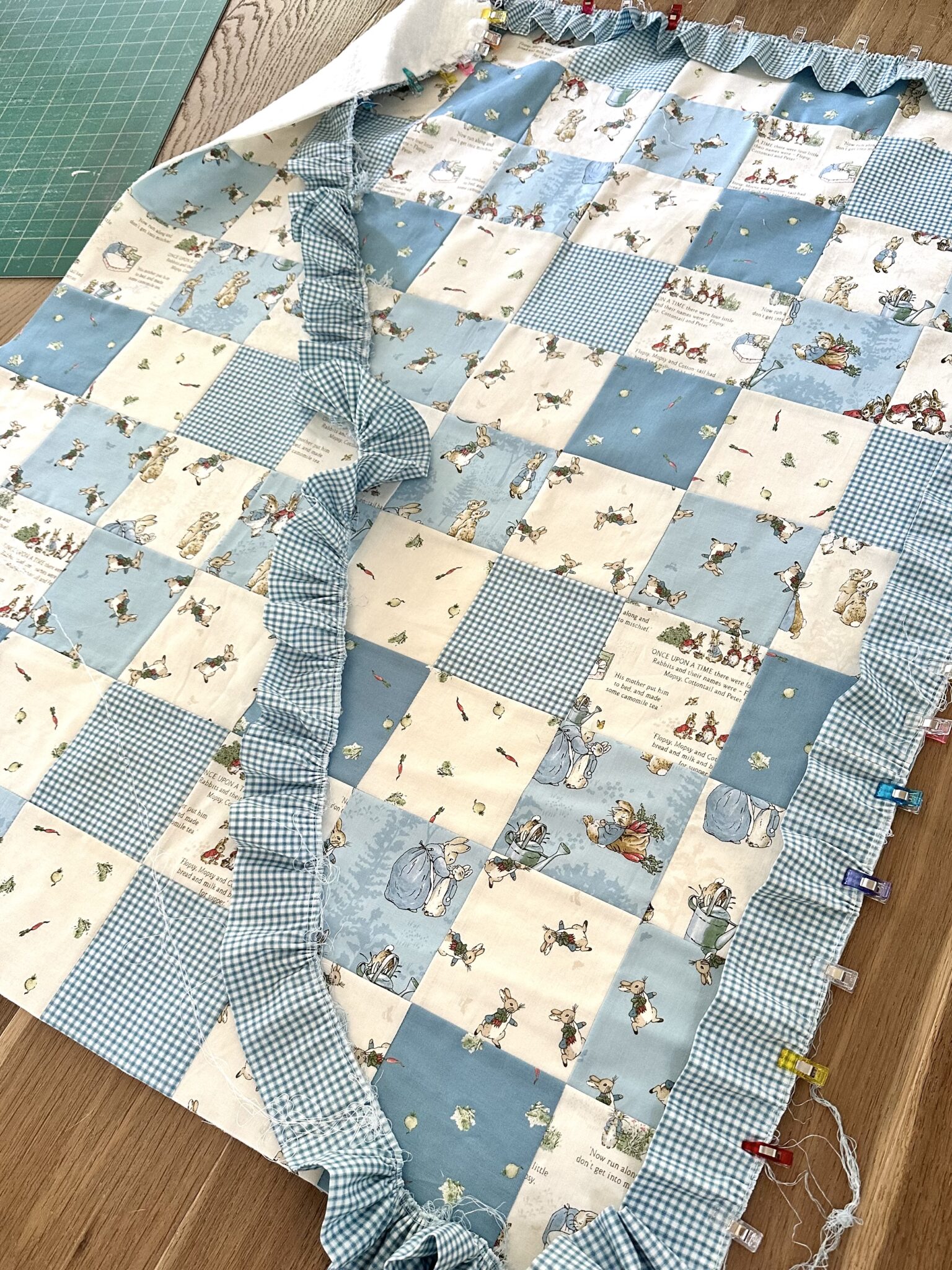 The Tales of Peter Rabbit- Patchwork Ruffle Baby Quilt