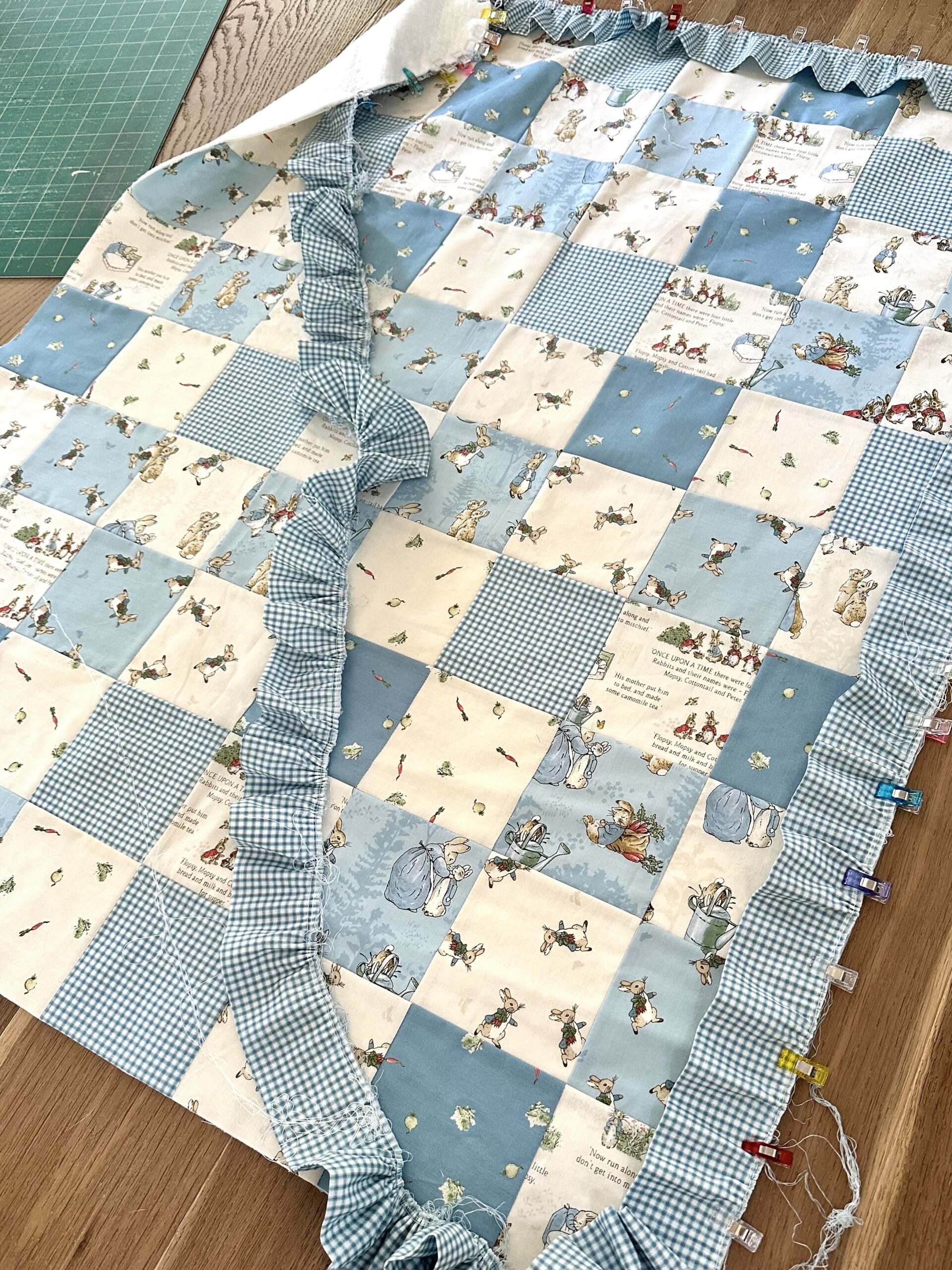 The Tales of Peter Rabbit- Patchwork Ruffle Baby Quilt