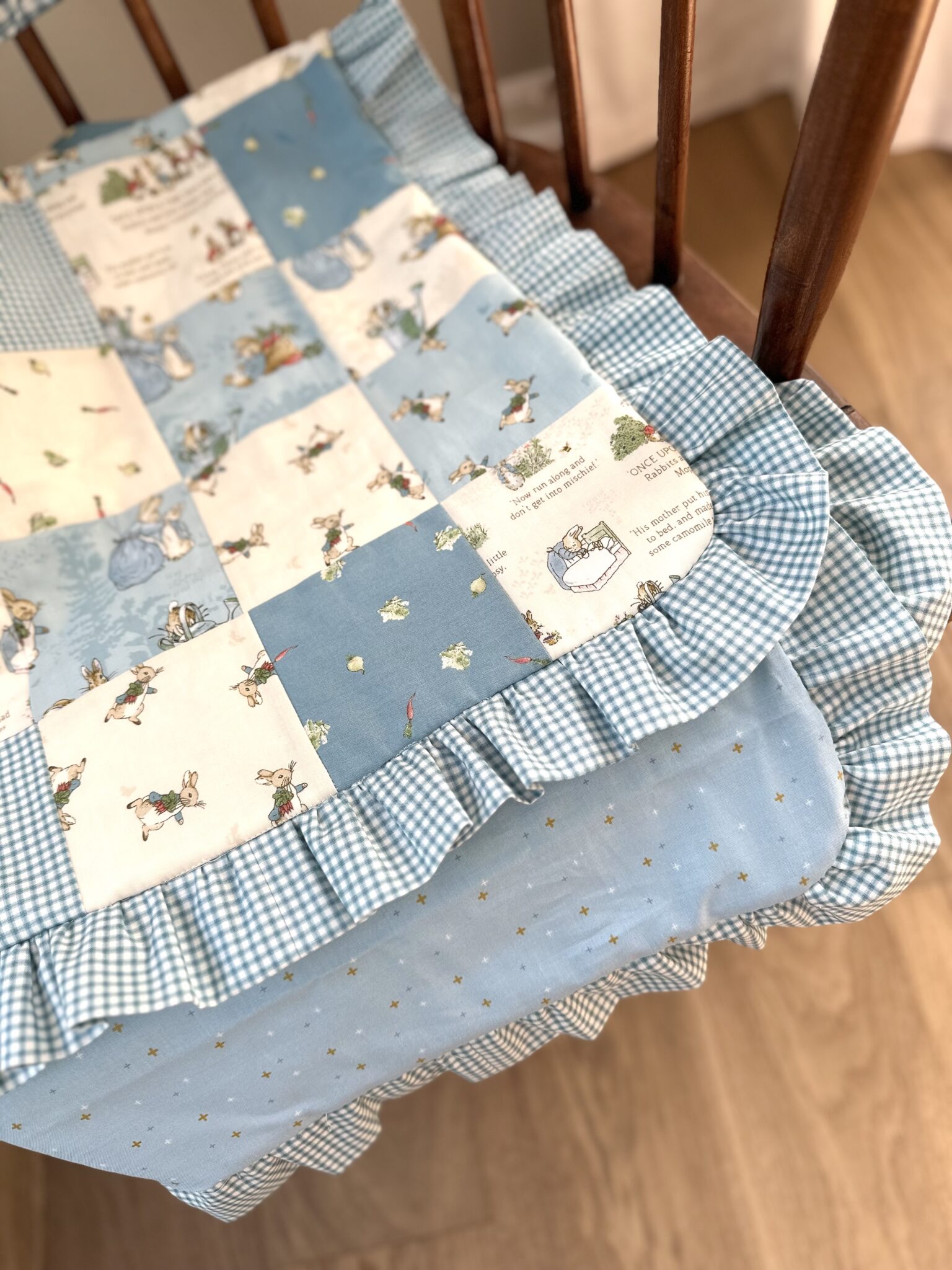 The Tales of Peter Rabbit- Patchwork Ruffle Baby Quilt