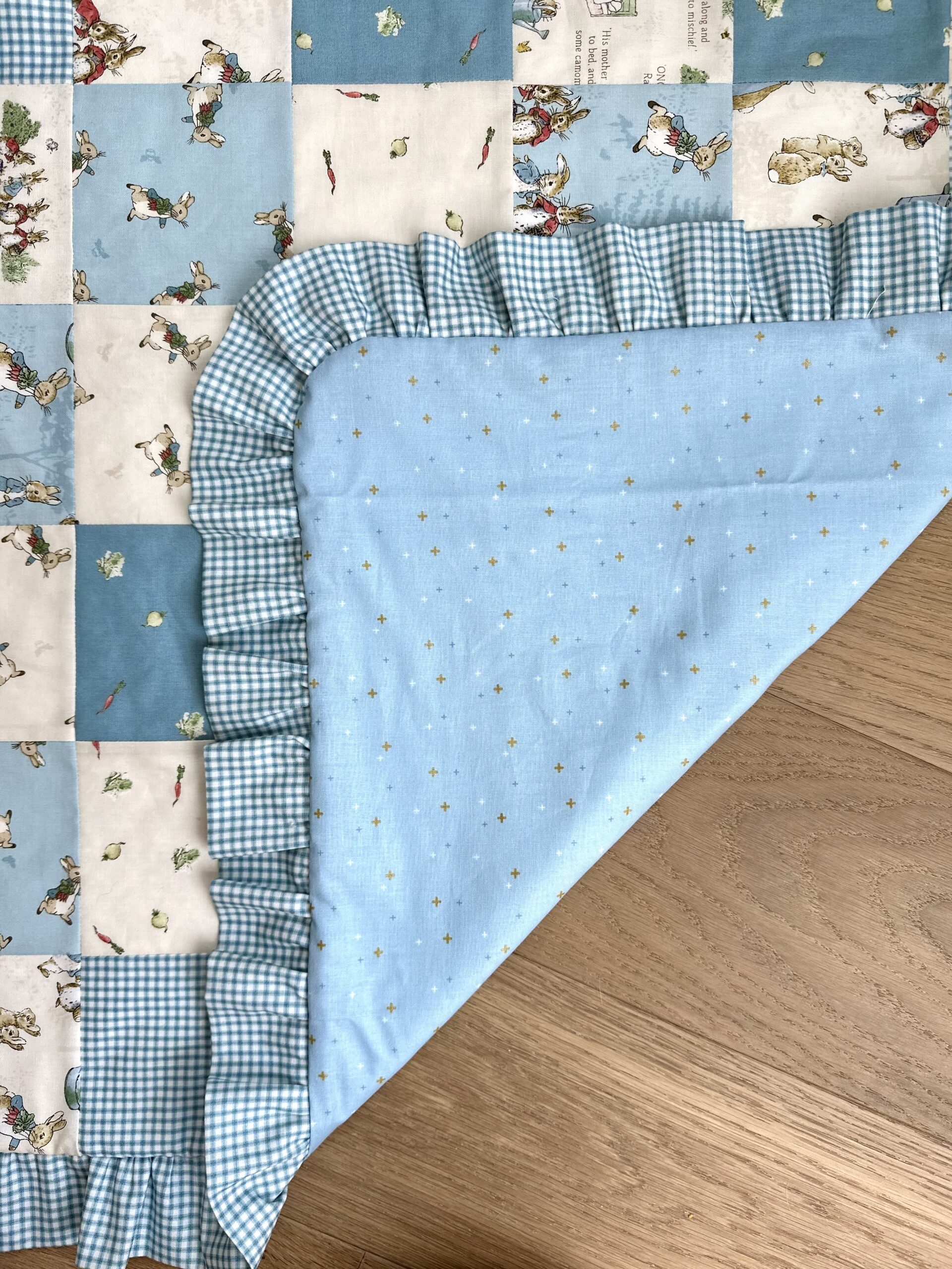 The Tales of Peter Rabbit- Patchwork Ruffle Baby Quilt
