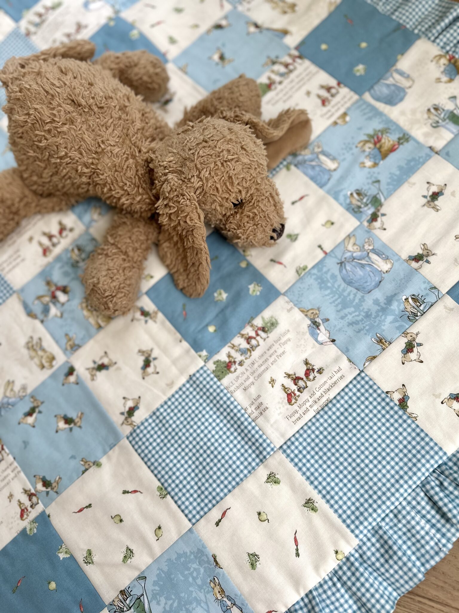 The Tales of Peter Rabbit- Patchwork Ruffle Baby Quilt