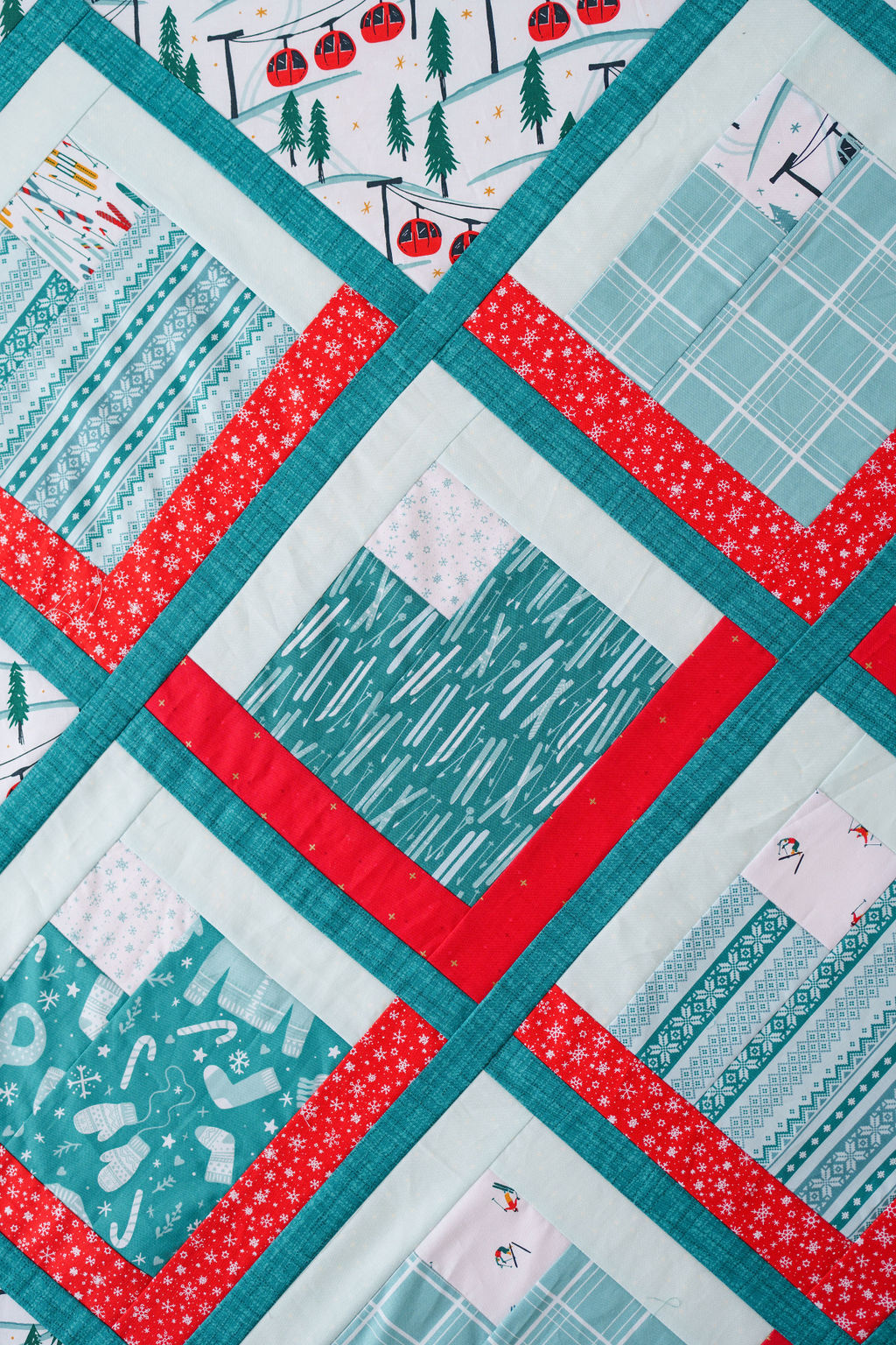Mountain Quilt with Ski Hill