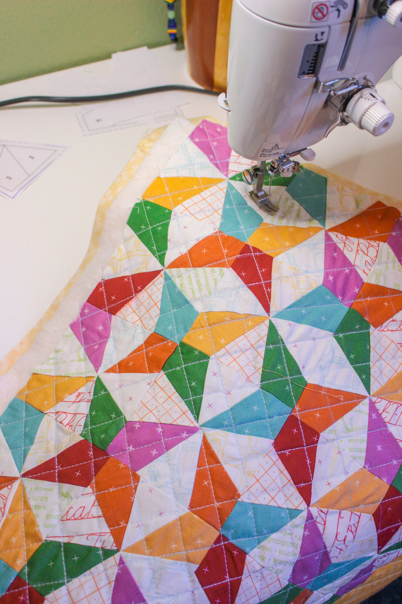 Quilters Big Tote with Bee Backgrounds and Bee Cross Stitch