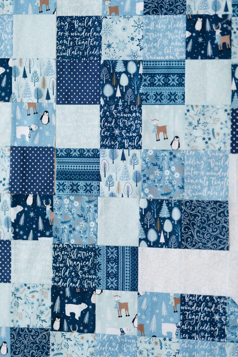 A Modern Handcraft Snowflake Quilt with the Winter Magic Collection
