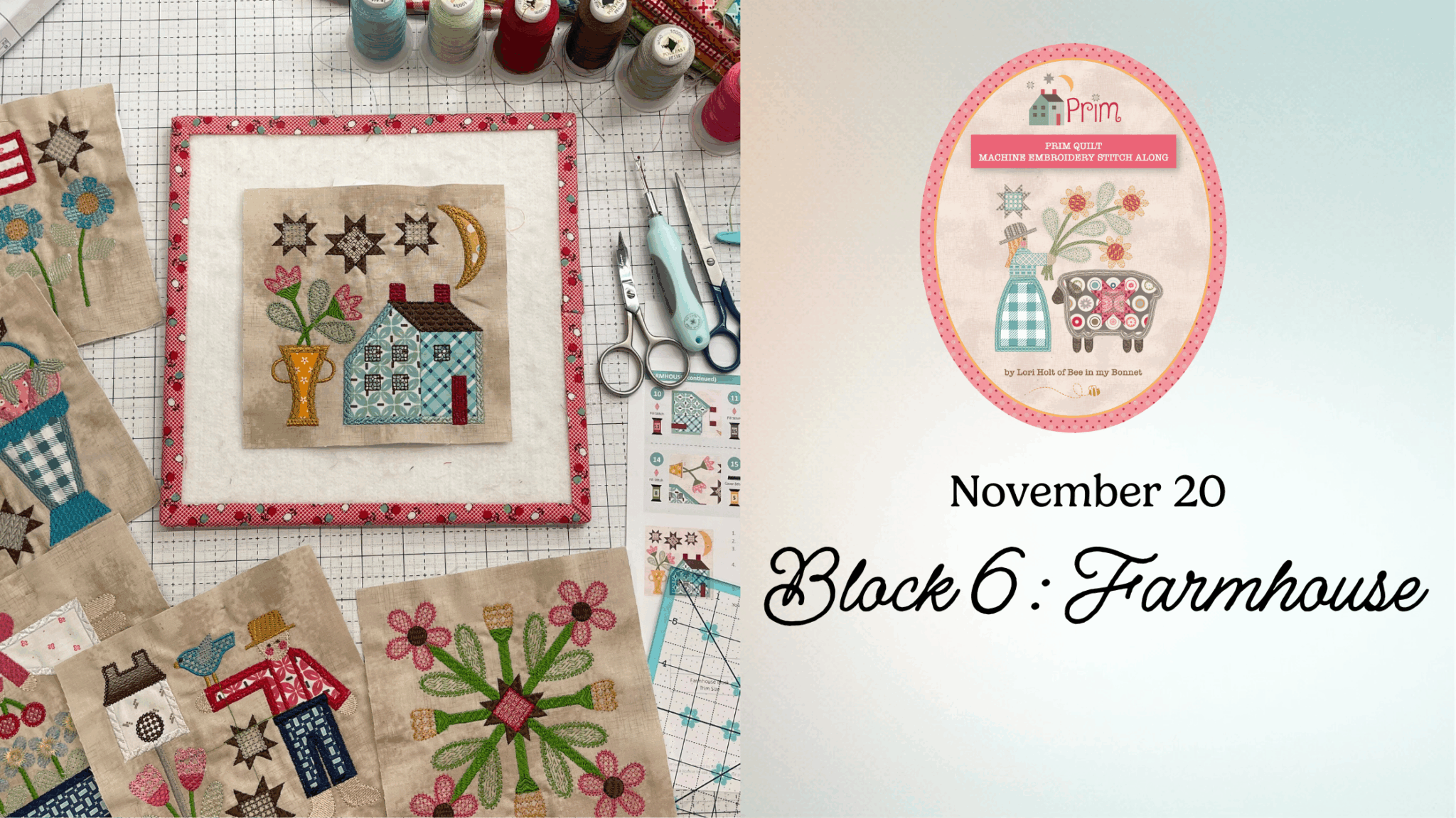 Prim Machine Embroidery Stitch Along – Block 6