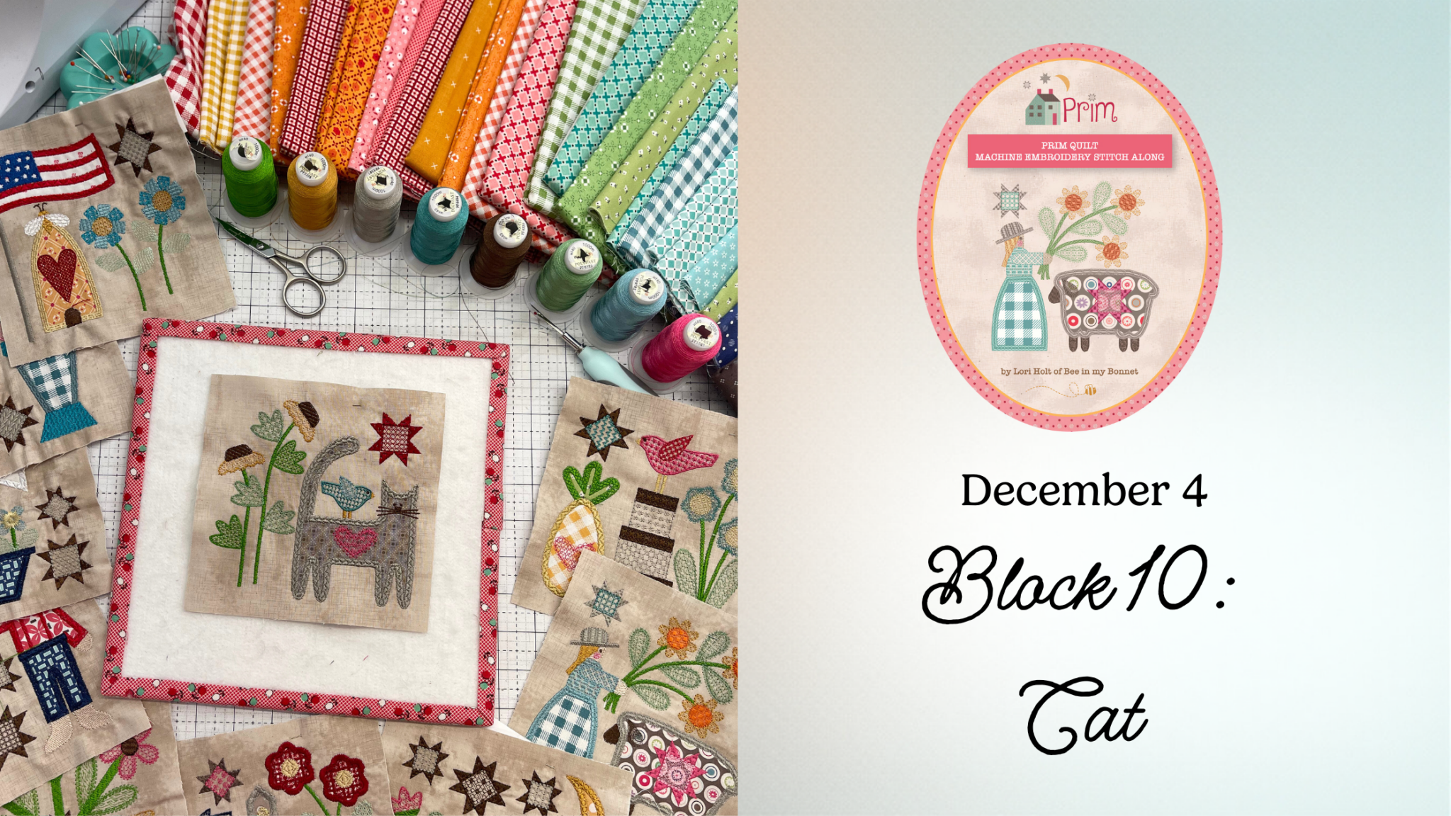 Prim Machine Embroidery Stitch Along – Block 10
