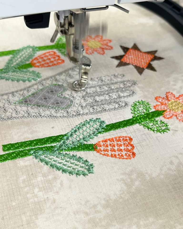 Prim Machine Embroidery Stitch Along – Block 12