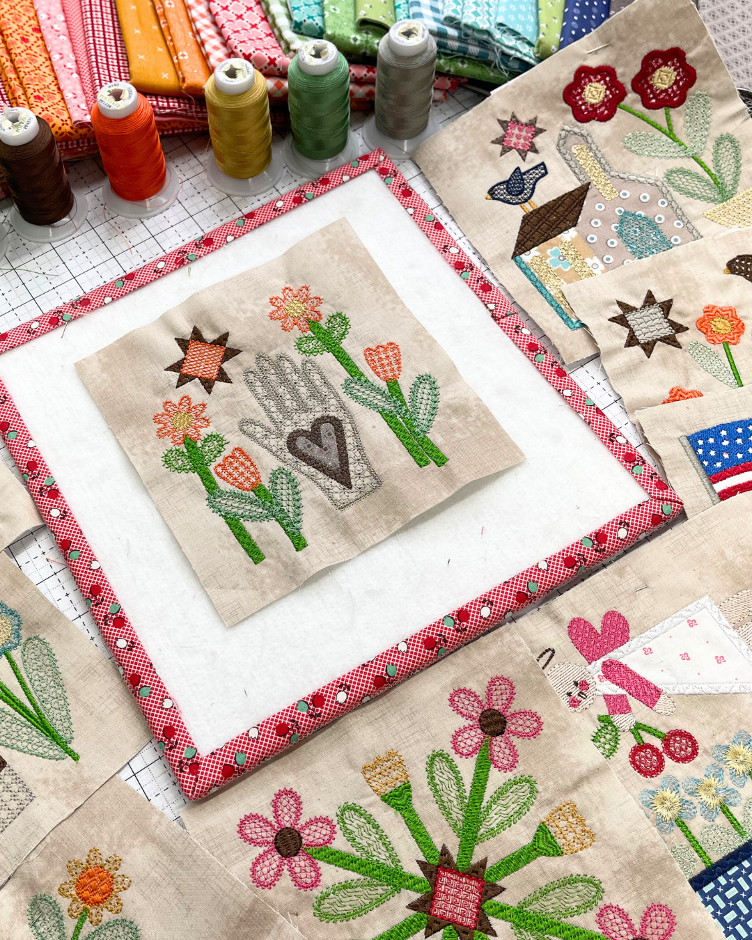 Prim Machine Embroidery Stitch Along – Block 12
